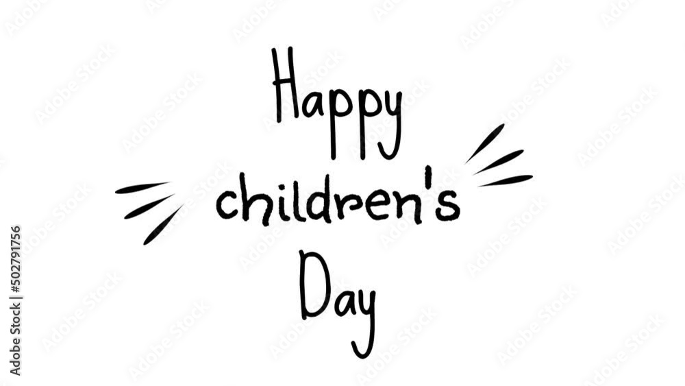 Simple children's day word animation isolated on white background. Loop ...