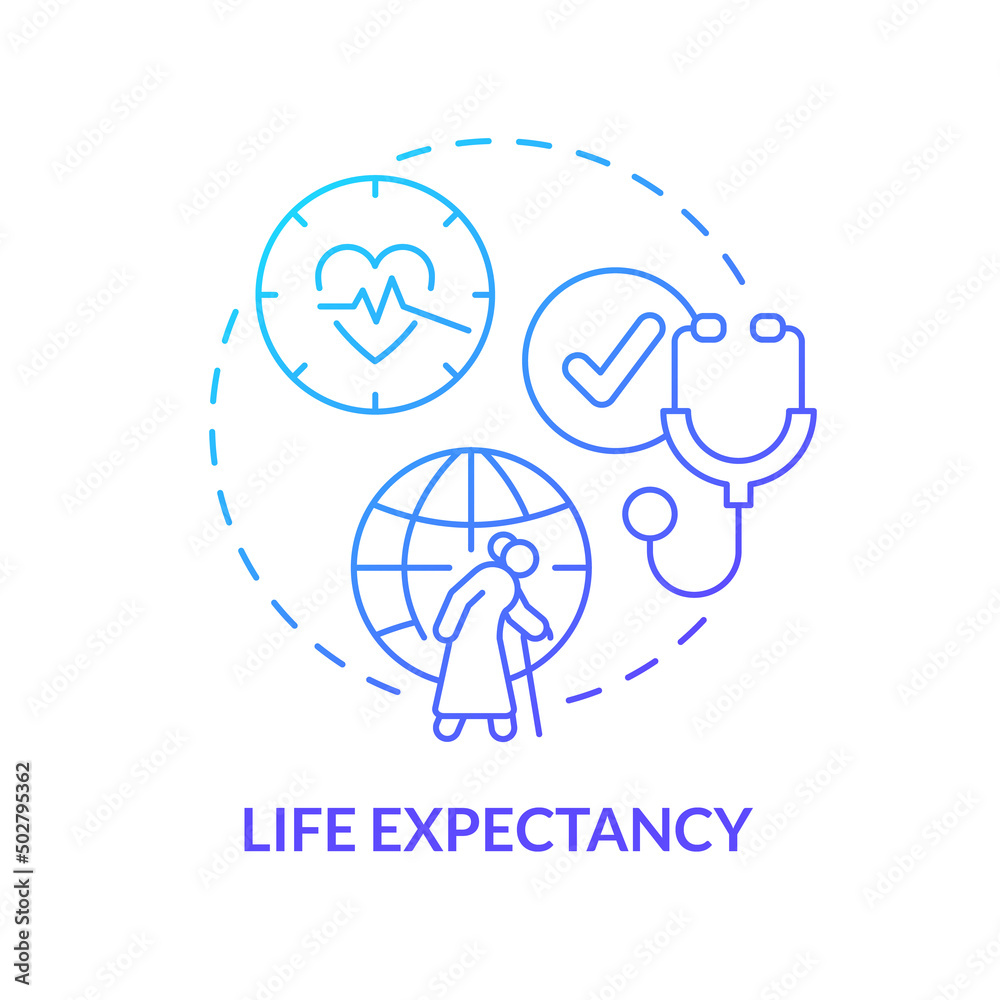 Vetor do Stock: Life expectancy blue gradient concept icon. Social ...
