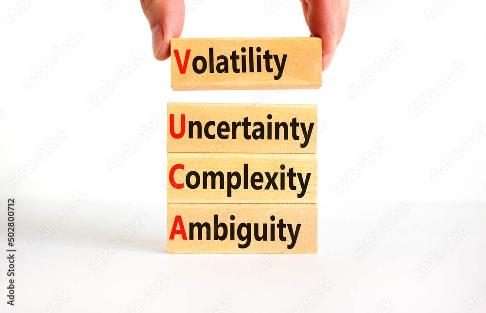 VUCA volatility uncertainty complexity ambiguity symbol. Concept words ...