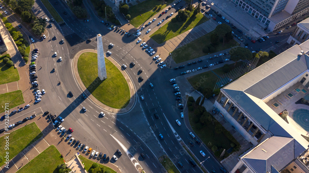 Aerial view of the Obelisk of Marconi, also known as Obelisk of EUR ...