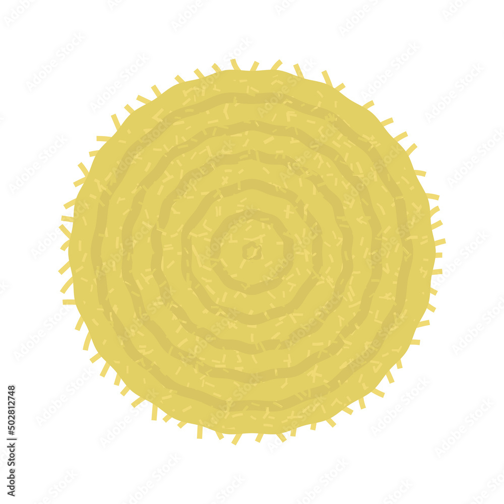 Round bale of straw icon. Stack, roll of hay. Color silhouette. Front ...