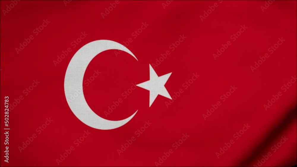 Unfolding Turkish flag animation. Turkish flag waving in the wind ...