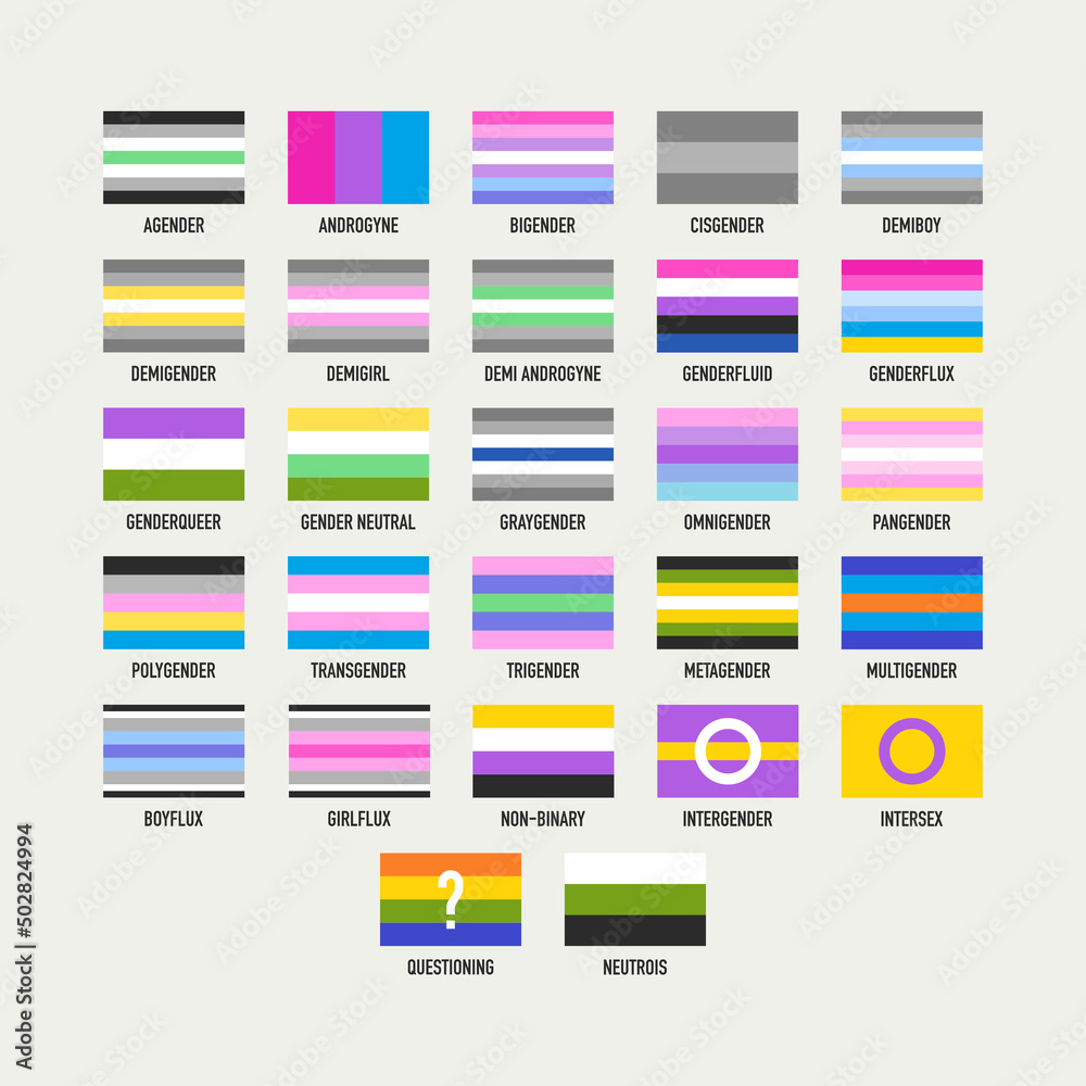 Poster Collection of gender identity flags. Pride flags – Wall Art ...