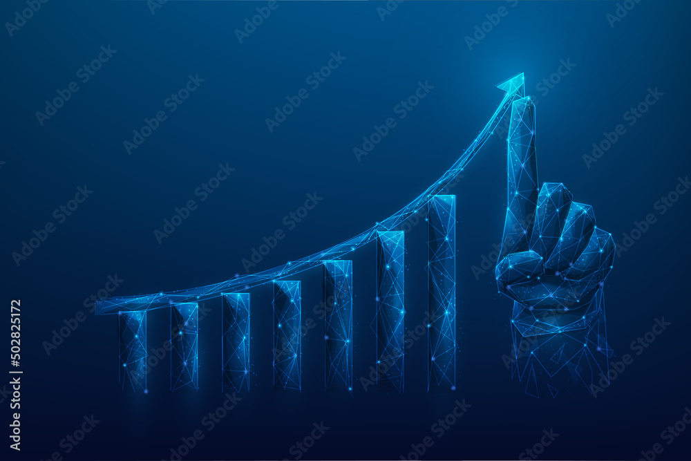 Businessman pointing arrow graph growth digital technology. Business ...
