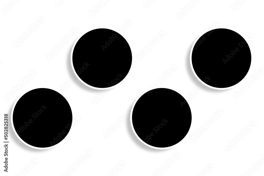 4 Circle photo frames in black and white colors, clean circular borders ...