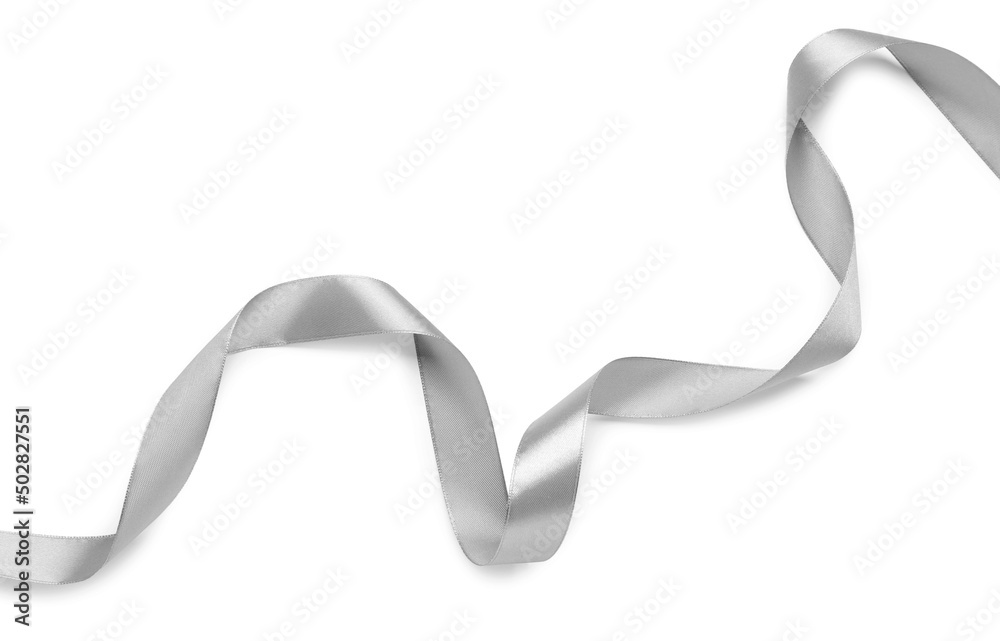 Beautiful silver ribbon isolated on white, top view Stock Photo | Adobe ...