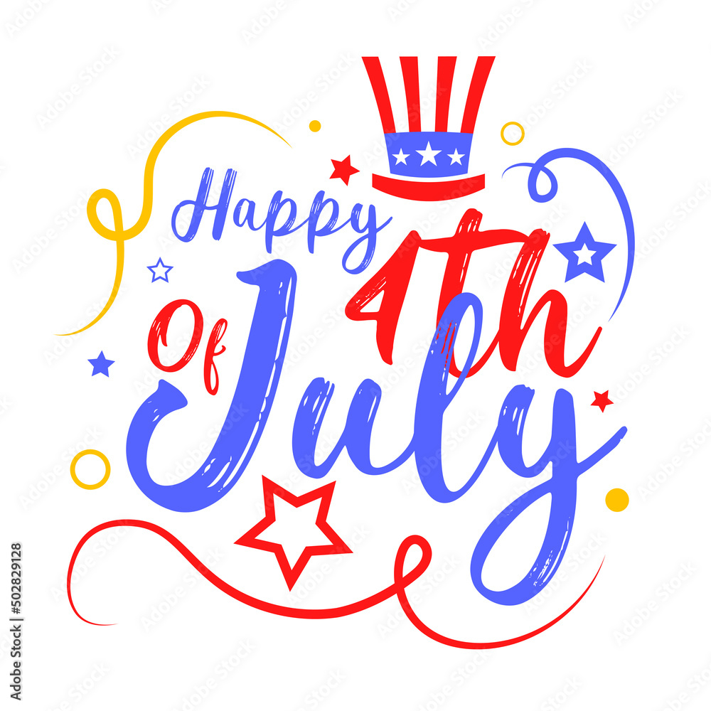 Happy 4th of july, independence day, typography lettering text font ...