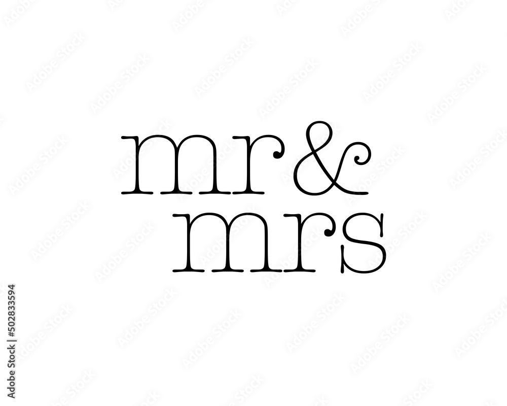 Mr & Mrs wedding hand written lettering. Wedding decoration. Mister and ...