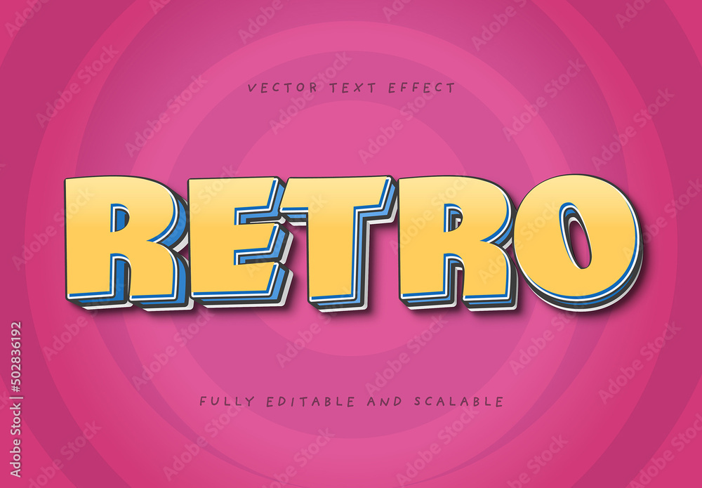 Retro Style 3d Vector Art Text Effect Stock Template Adobe Stock