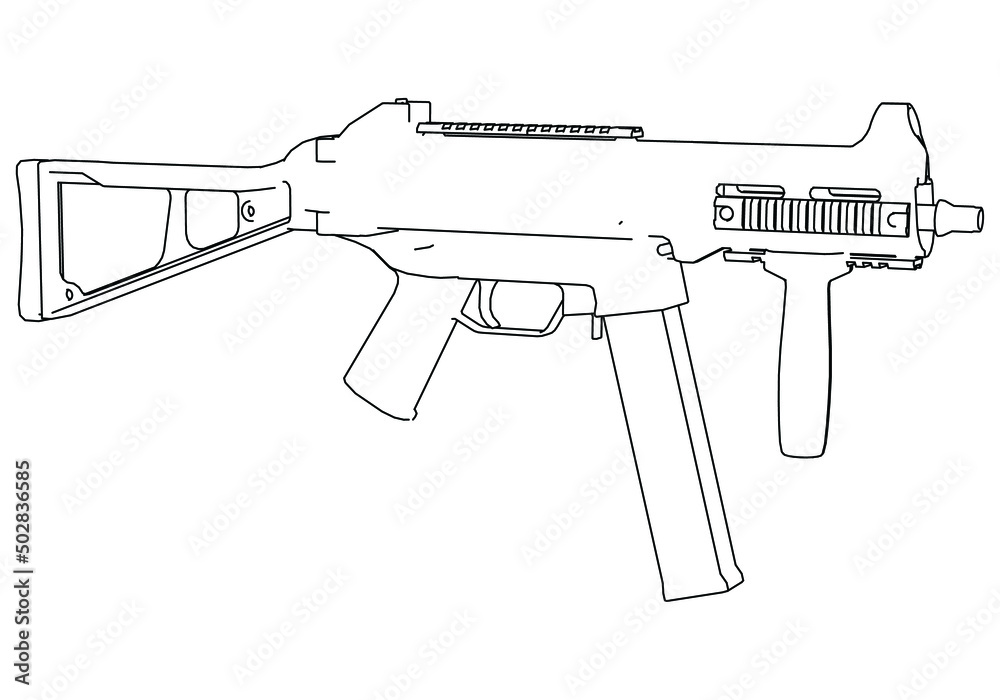 Pistol Gun Icon Vector outline Illustration isolated on white ...