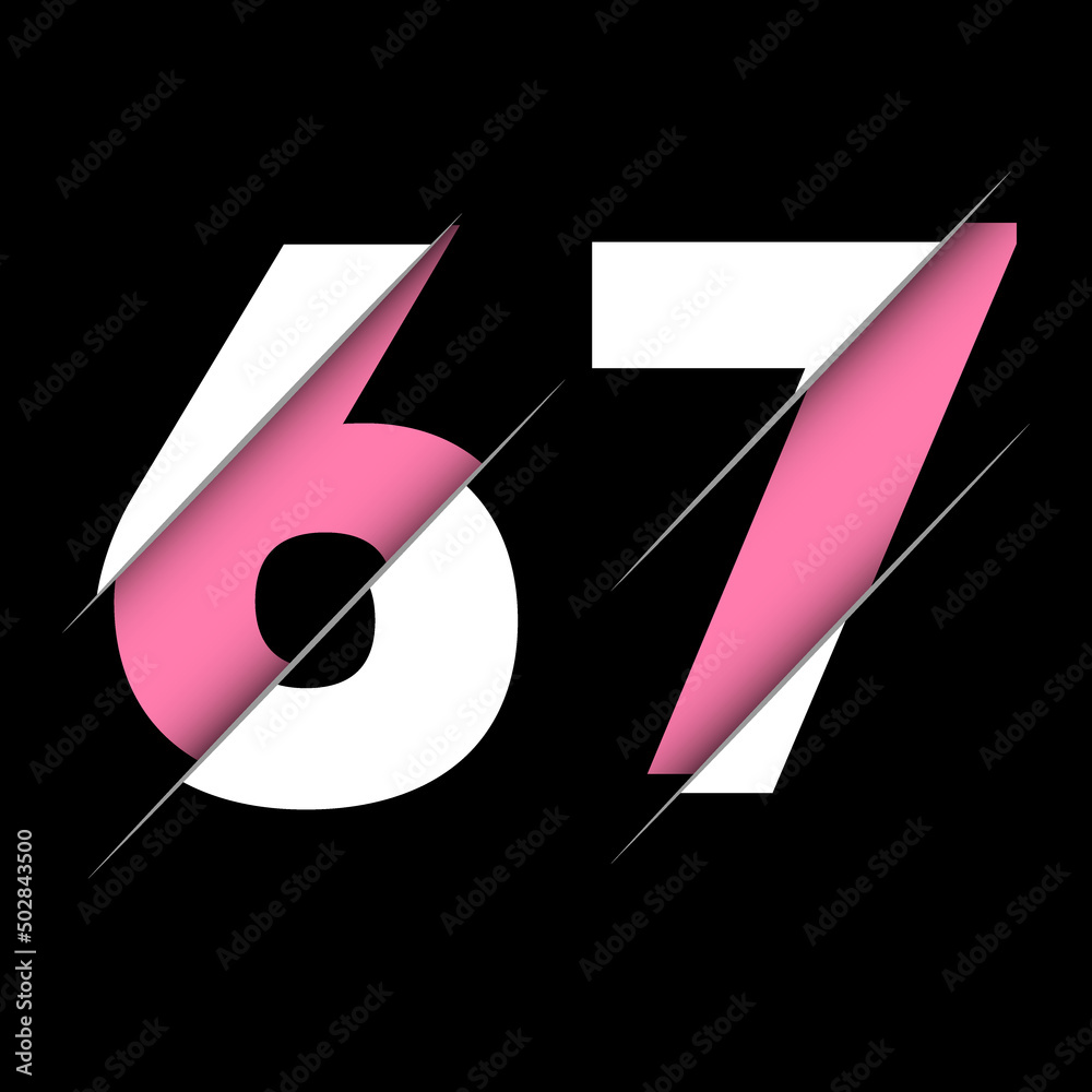 67 6 7 Number Logo Design with a Creative Cut and Black Circle Background. Creative logo design ...