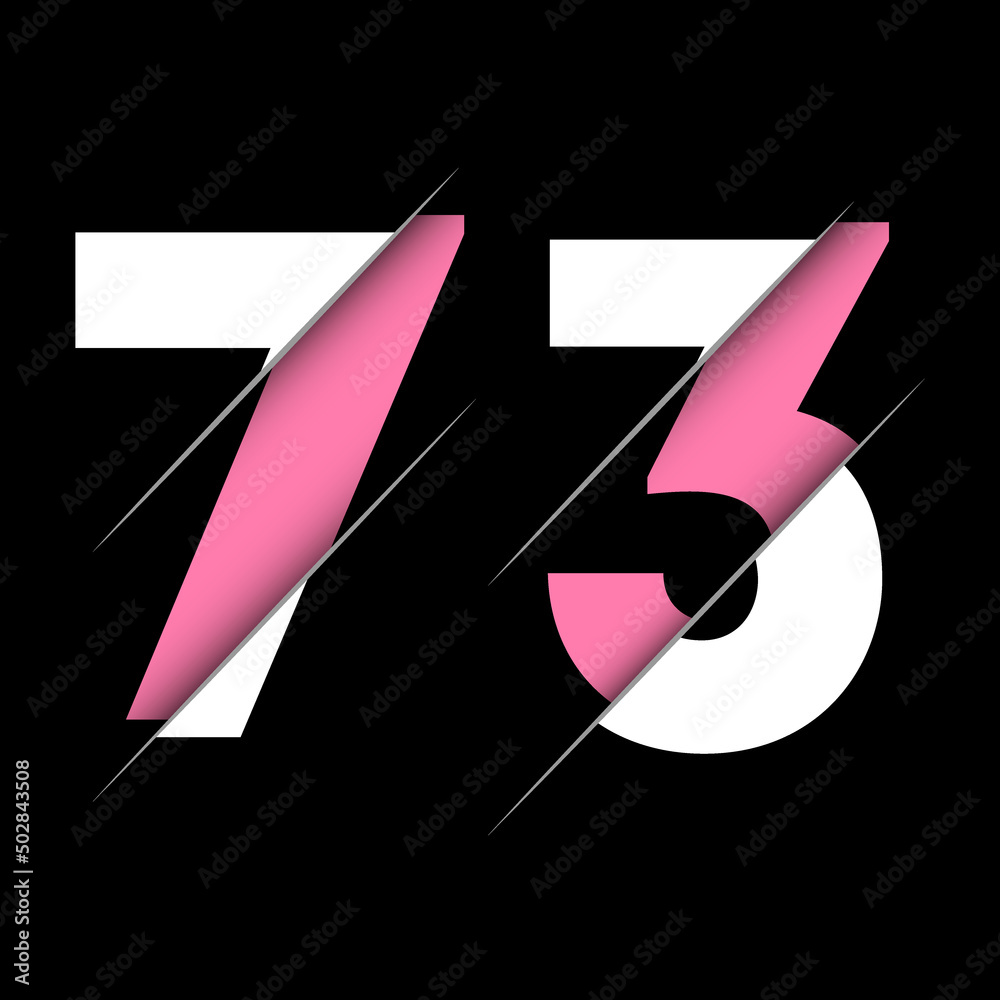 73 7 3 Number Logo Design with a Creative Cut and Black Circle ...
