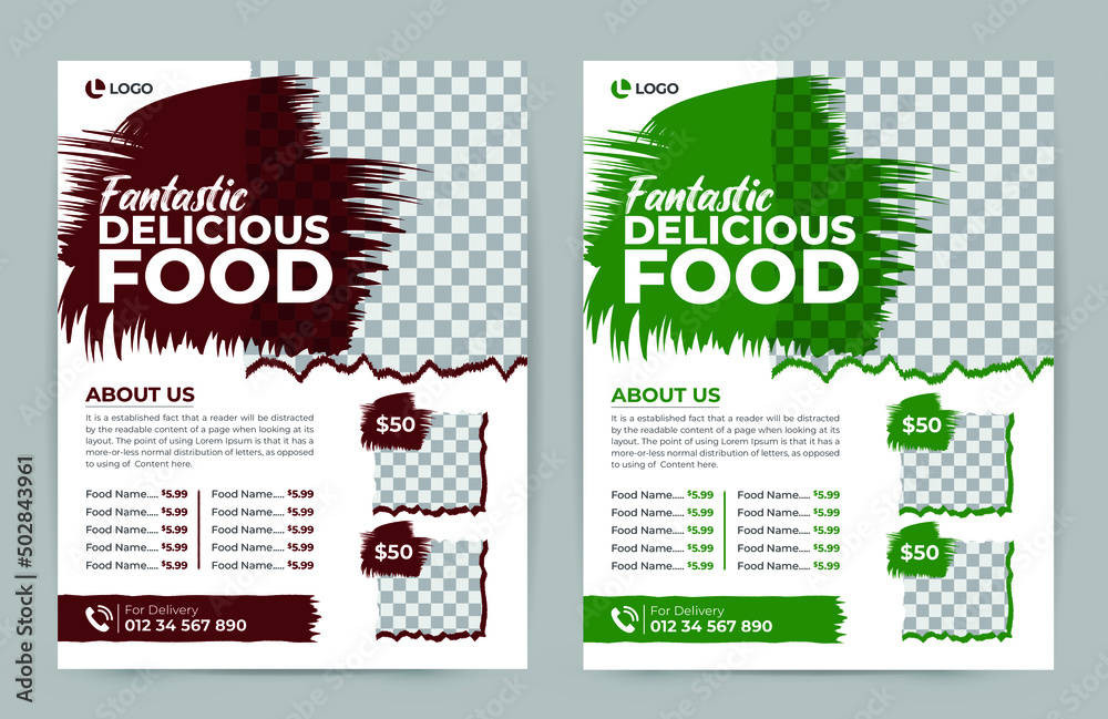 Vintage delicious fast food flyer, healthy and organic food poster ...