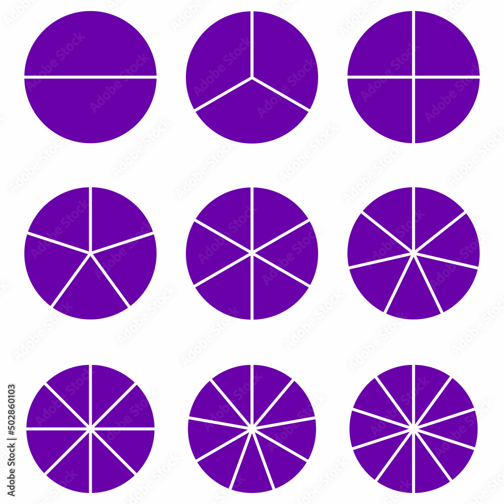fraction circle chart in mathematics vector illustration isolated on ...