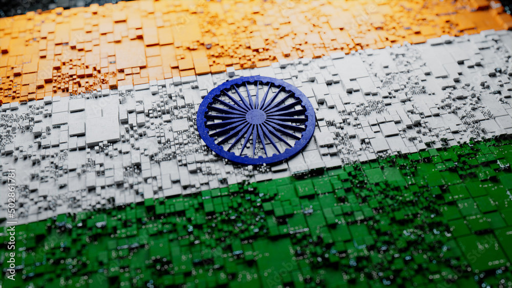 Flag of India rendered in a Futuristic 3D style. Indian Network Concept ...