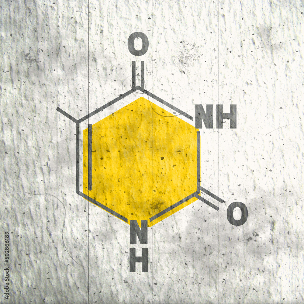 Chemical structural formula of thymine - DNA and RNA nitrogen base ...