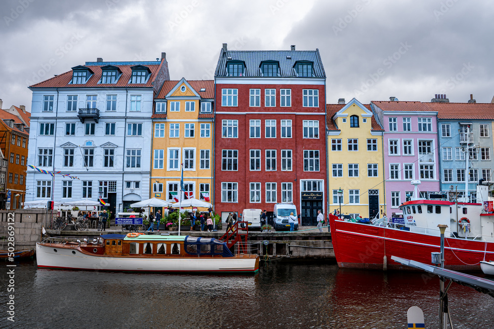 Beautiful aerial view of Nyhavn, canal and entertainment district in ...