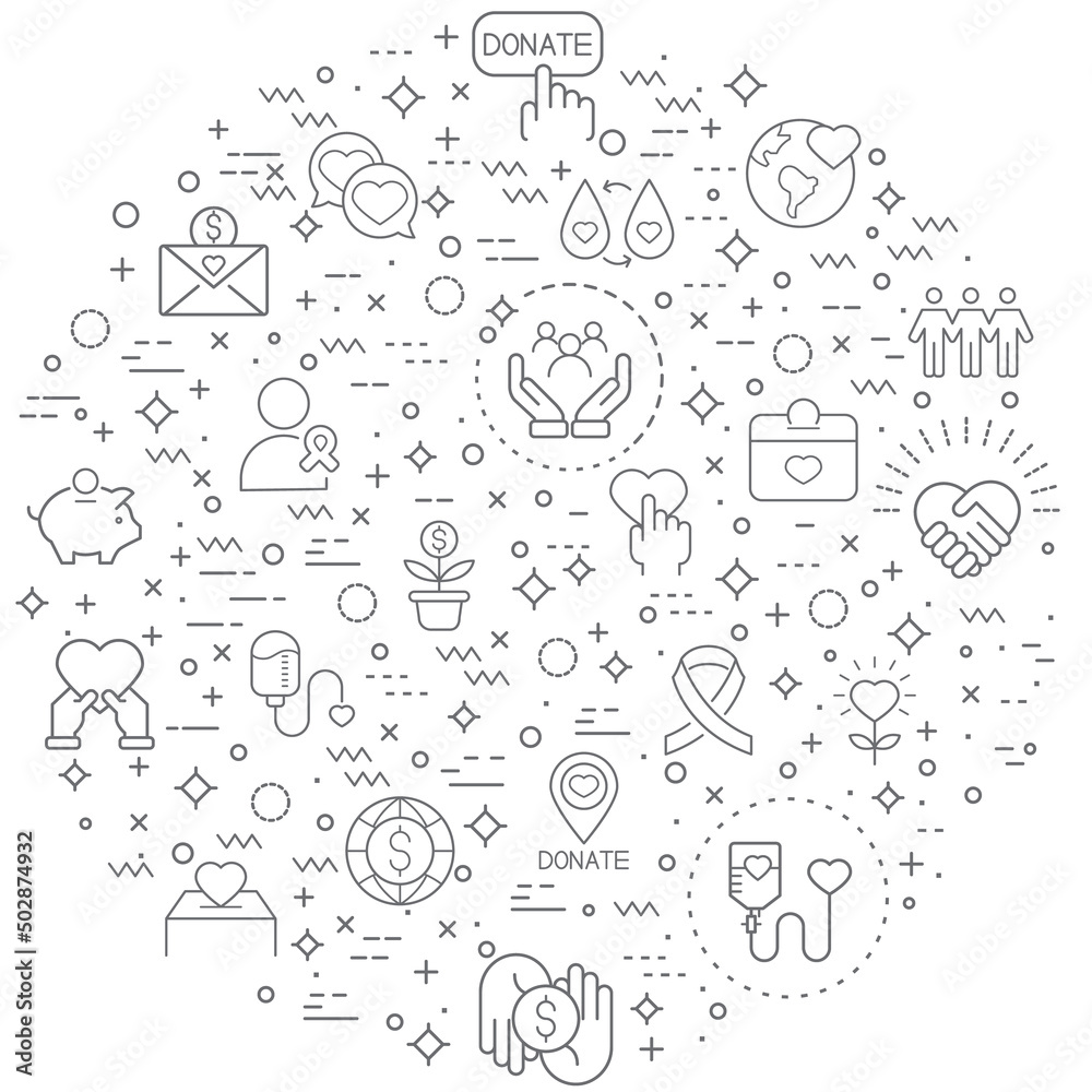 Simple Set Of Donation And Charity Related Vector Line Illustration simple-set-of-donation-and-charity-related-vector-line-illustration