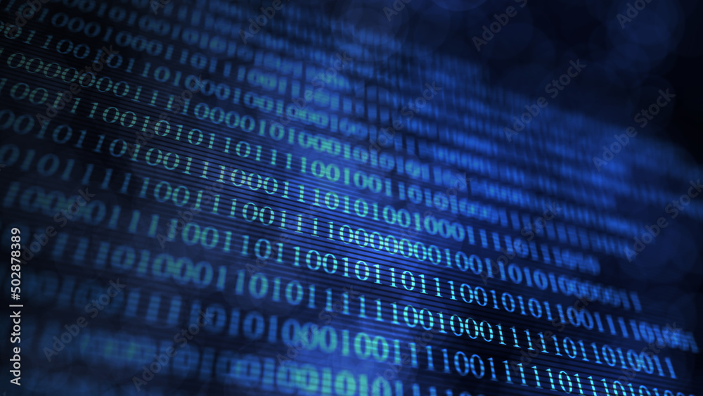 Stream of numbers, modern blue digital background. Virtual reality ...