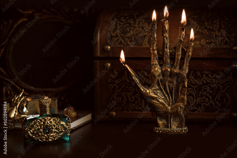 The palm of the hand with the signs, illustration for palmistry ...