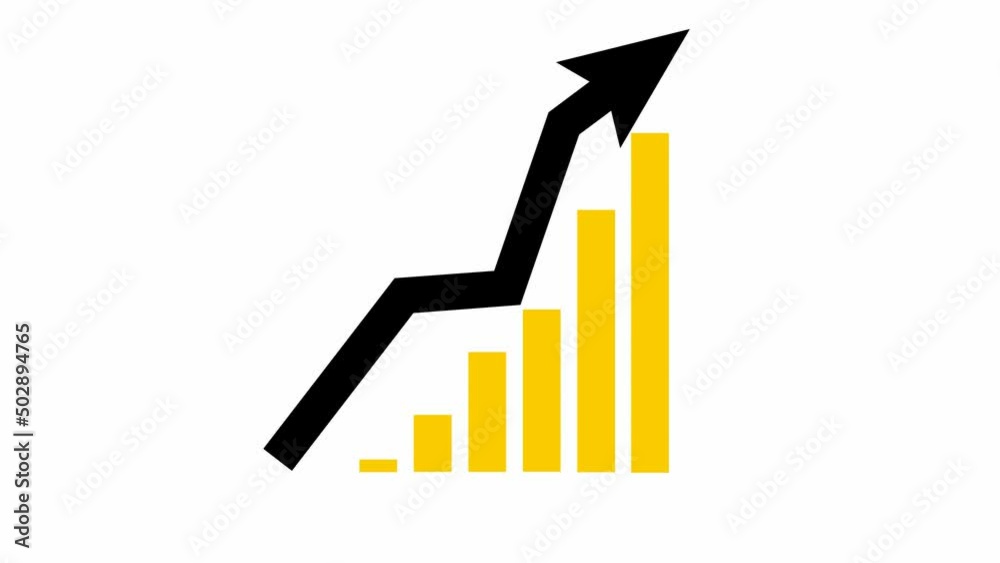 Animated financial growth chart with trend line graph. yellow growth ...