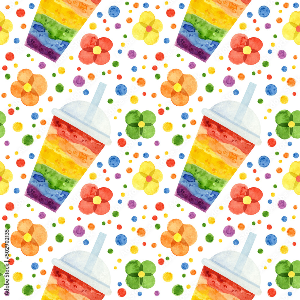 LGBT pride month seamless pattern. LGBTQ art, rainbow watercolor ...