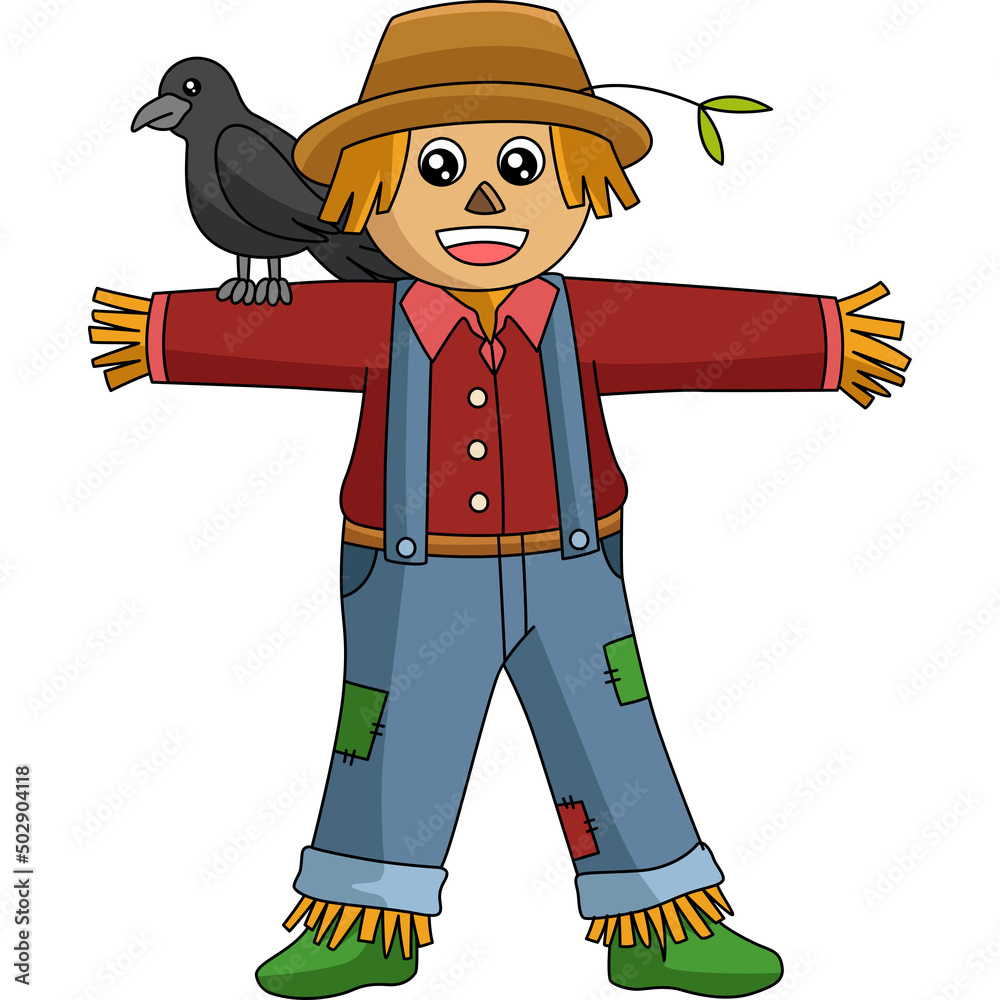 Scarecrow Cartoon Colored Clipart Illustration Stock Vector | Adobe Stock