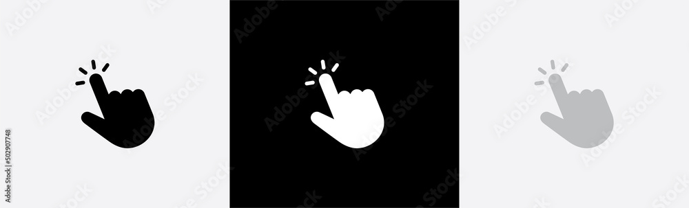 Hand clicking icon. Pointer cursor сomputer mouse symbol. Clicking ...