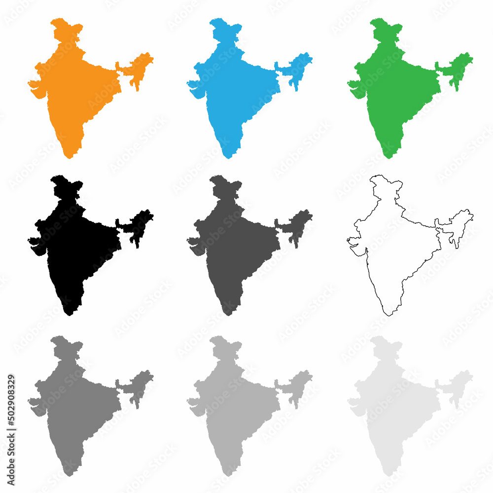 set of india national map vector image on white background Stock Vector ...