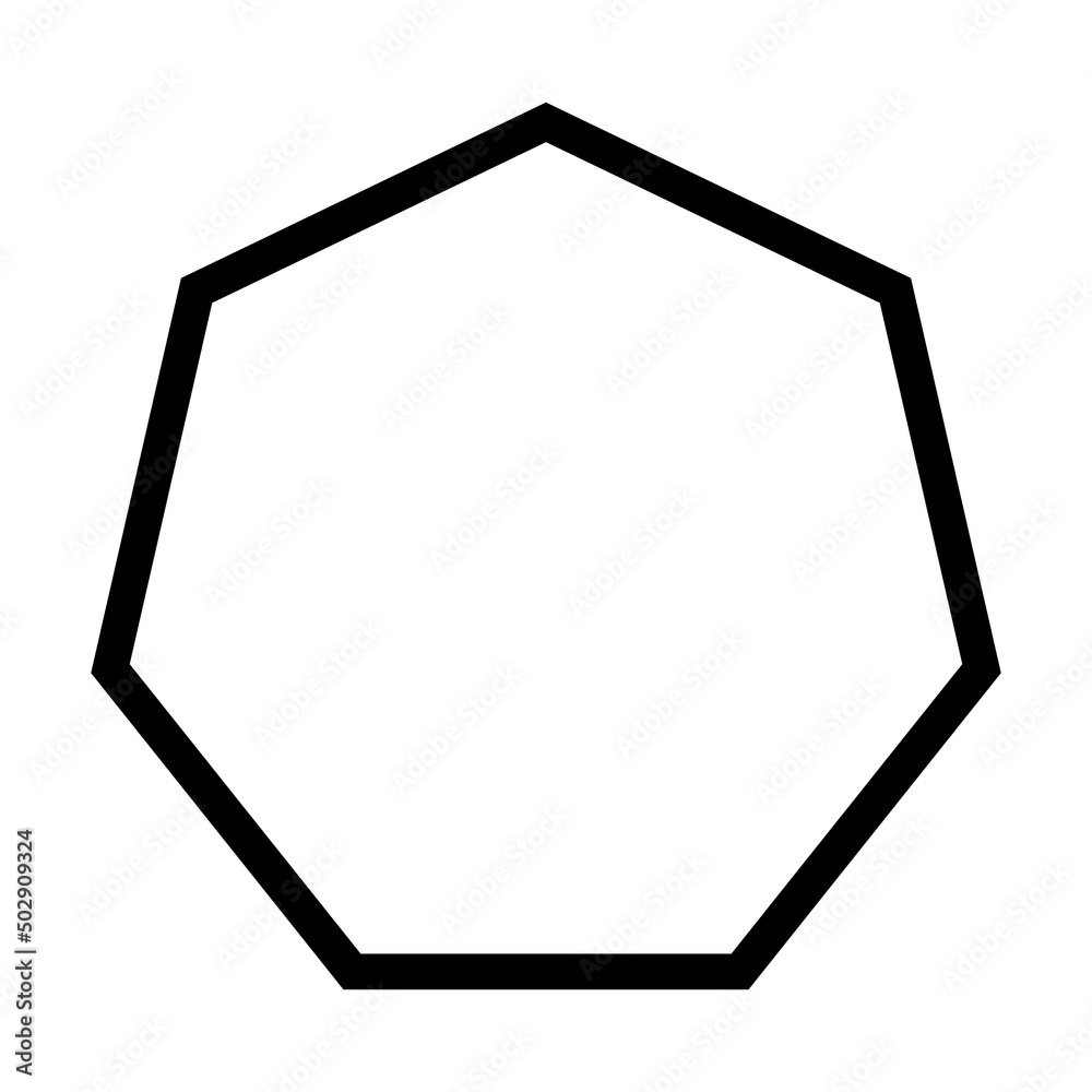 Heptagon symbol shape vector icon outline stroke for creative graphic ...
