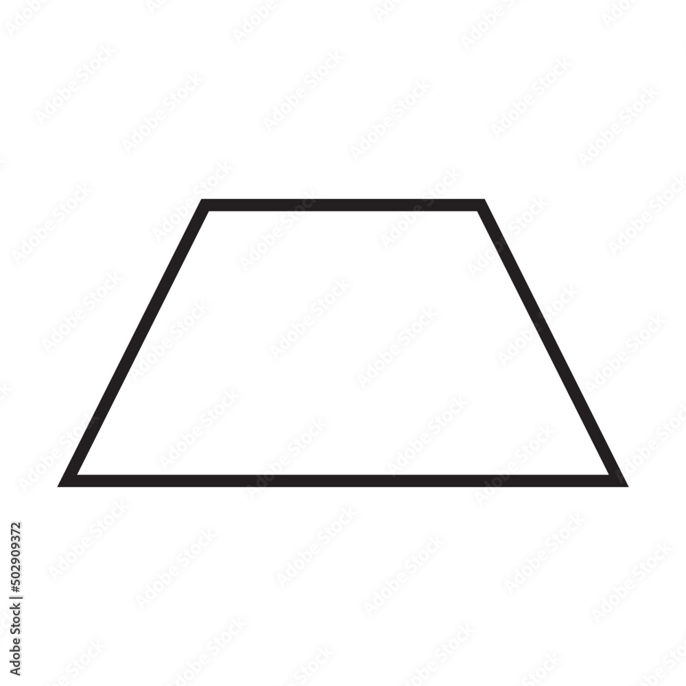 Trapezoid or Trapezium symbol shape vector icon outline stroke for ...