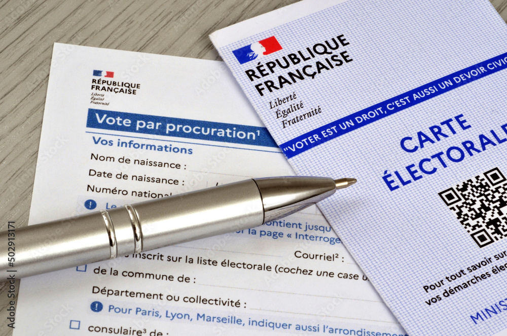 Formulaire français pour un vote par procuration avec une carte ...