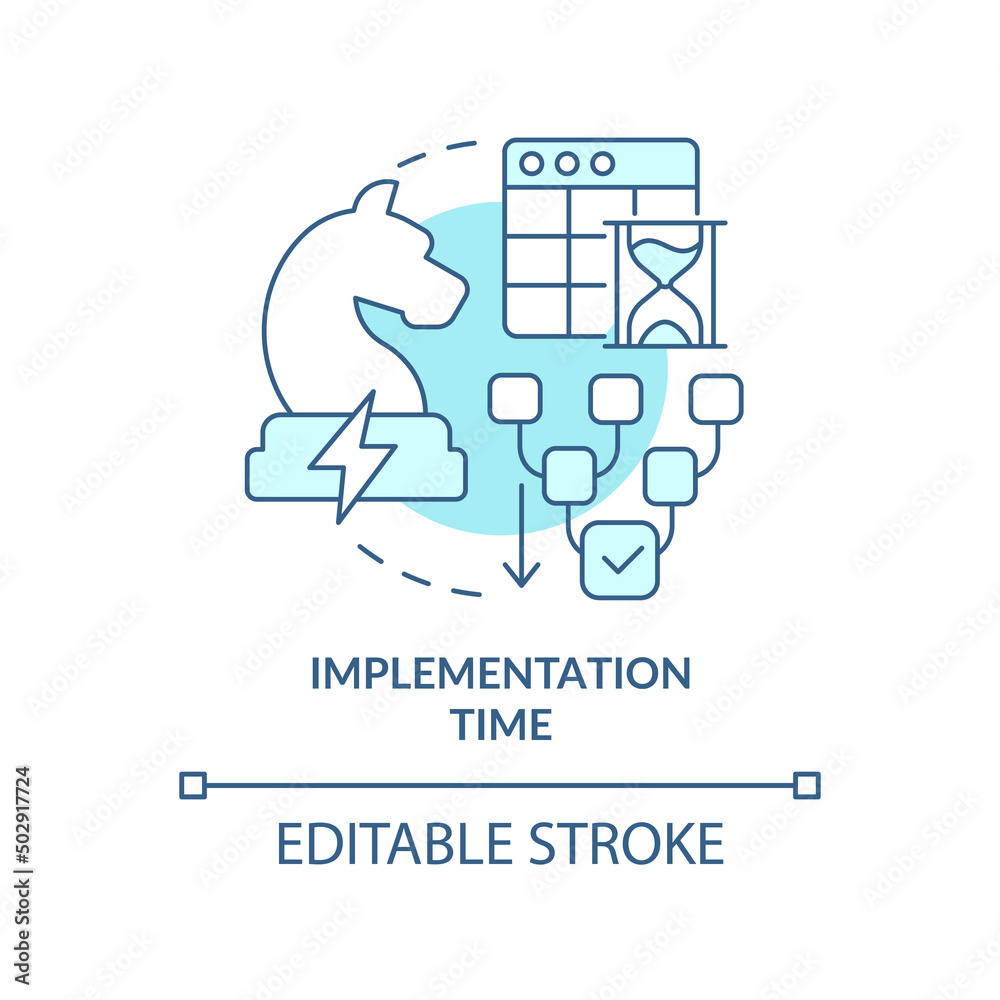 Implementation time turquoise concept icon. Robust energy strategy ...