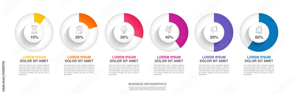 Vector infographic design template. Modern concept with six steps ...