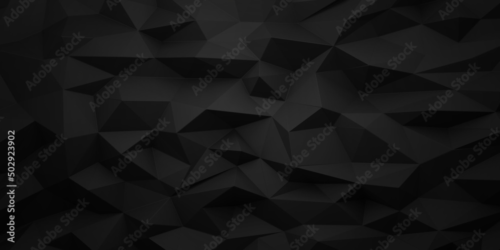 Black geometric or low poly wall background 3d render Stock ...