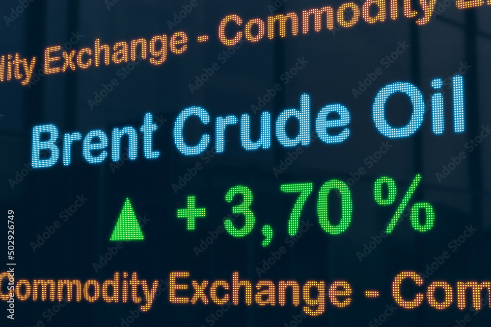 Brent crude oil, strong positive price move. Commodity exchange LED ...