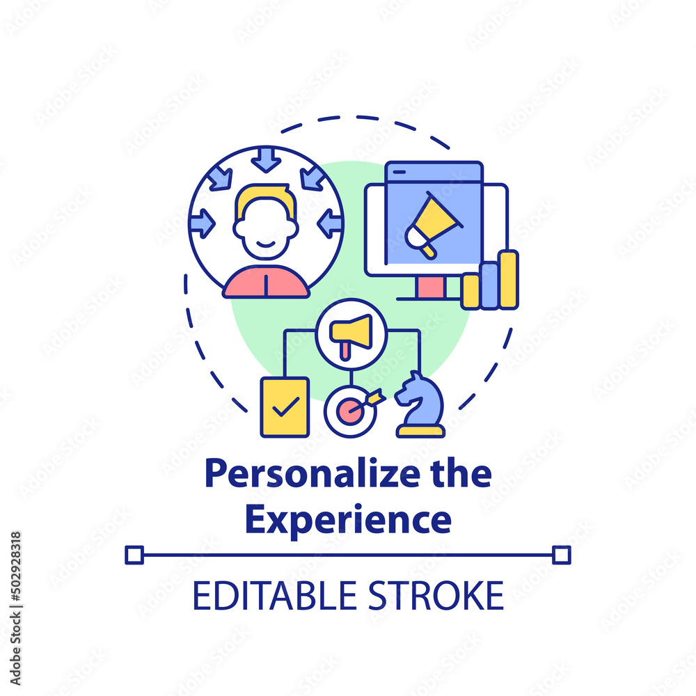 Personalize experience concept icon. Target audience. Customer ...