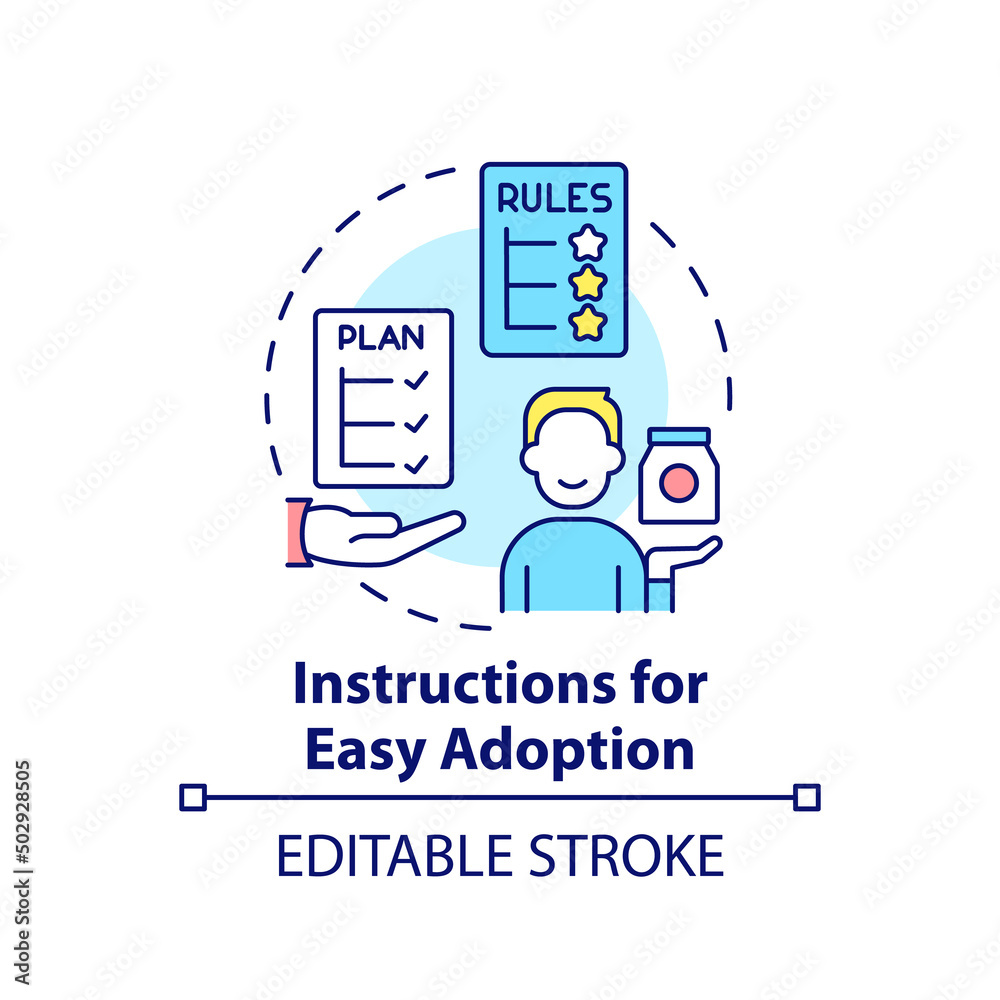 Instructions for easy adoption concept icon. Solving for customer needs ...