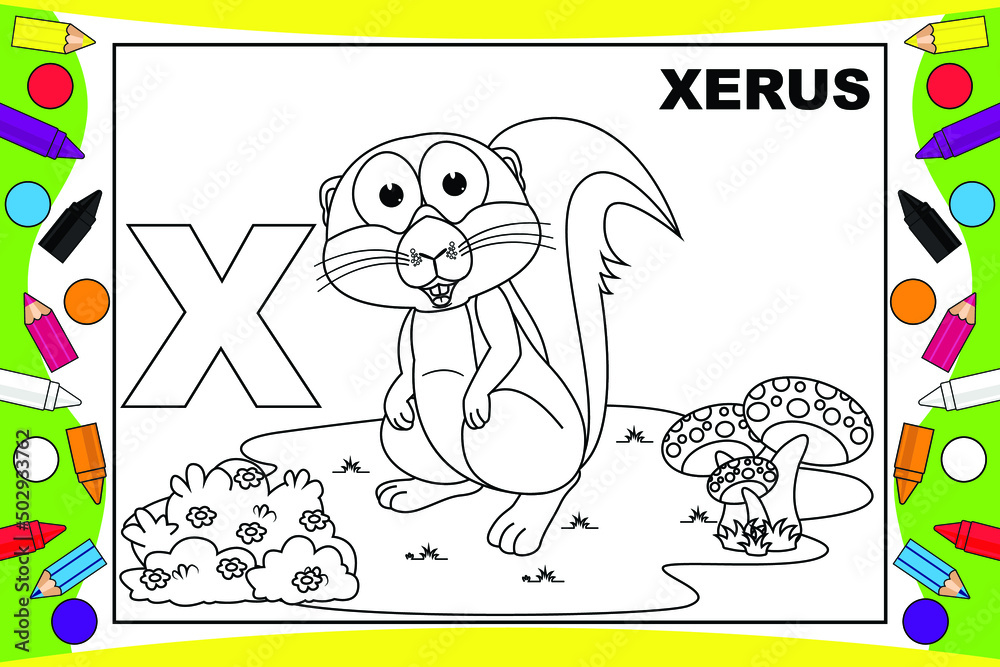 coloring xerus cartoon for kids Stock Vector | Adobe Stock