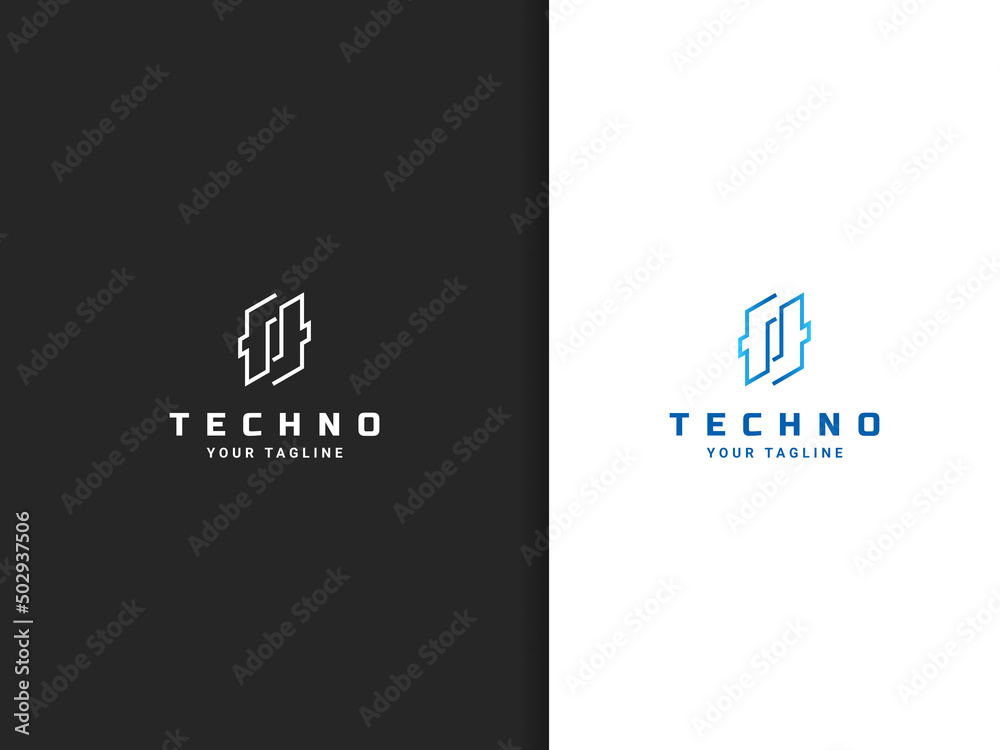 Techno logo design, letter f line style Stock Vector | Adobe Stock