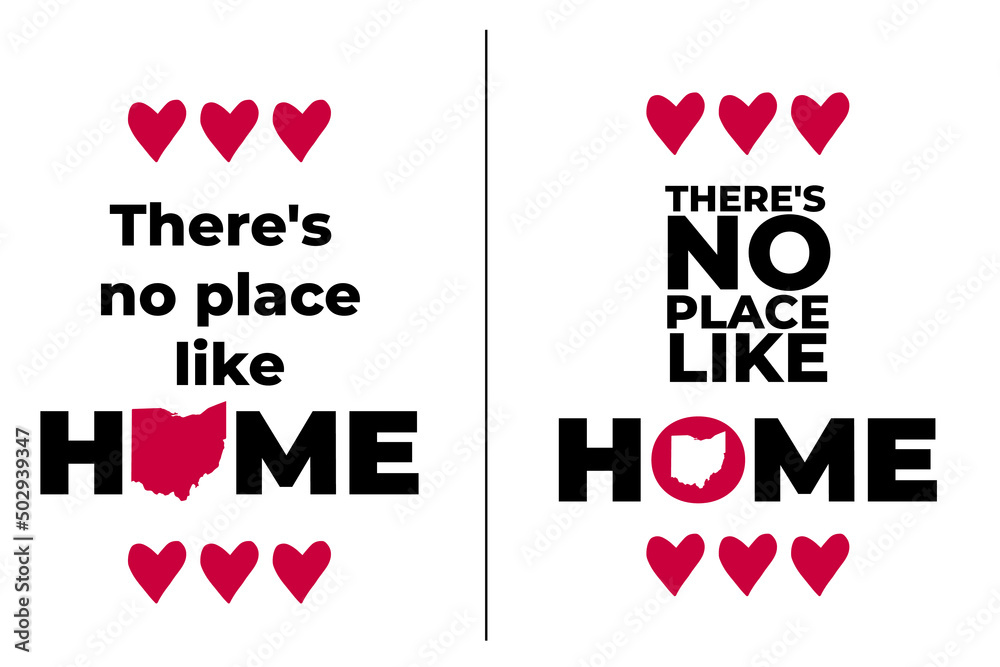 there no place like home with ohio state map with heart picture can be use for souvenir product ...
