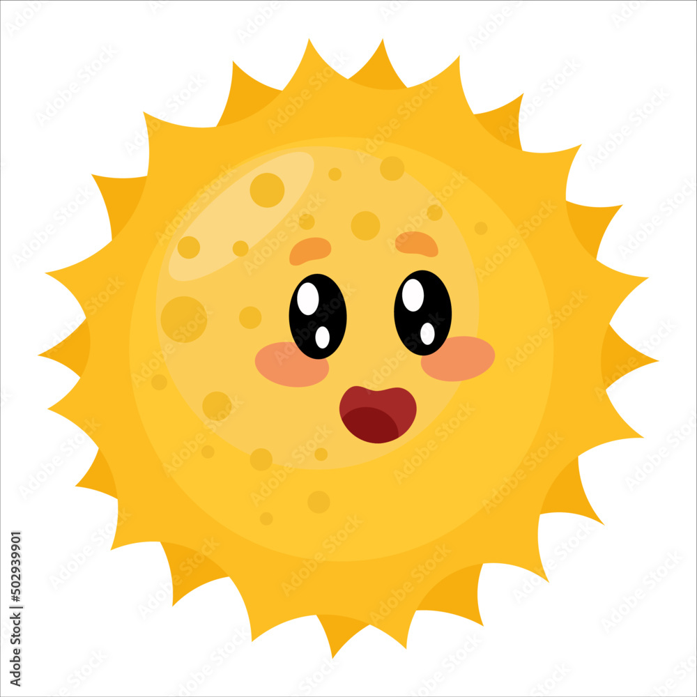cute yellow sun with kawaii eyes. the source of life on our planet ...