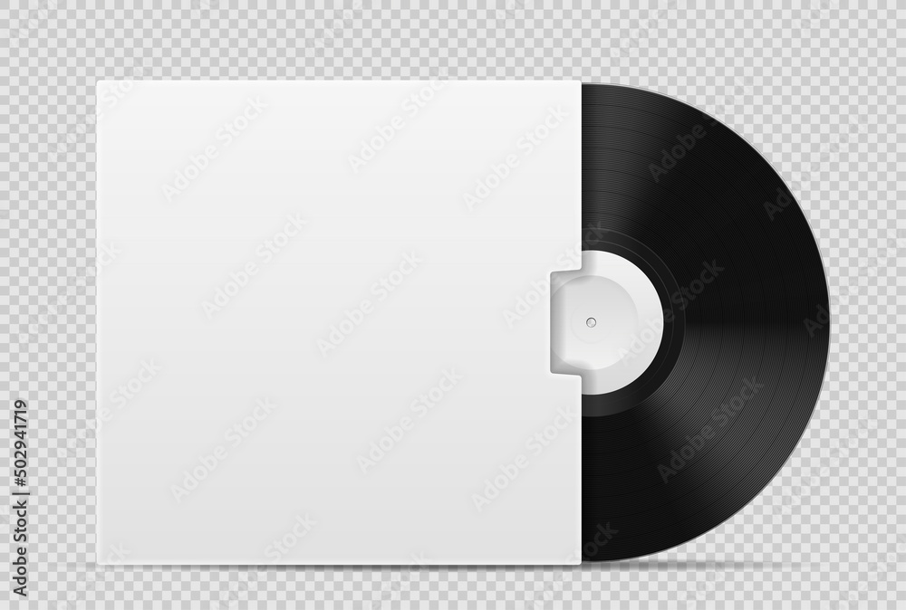 Realistic black vinyl. Disc for gramophones, retro record of old music ...