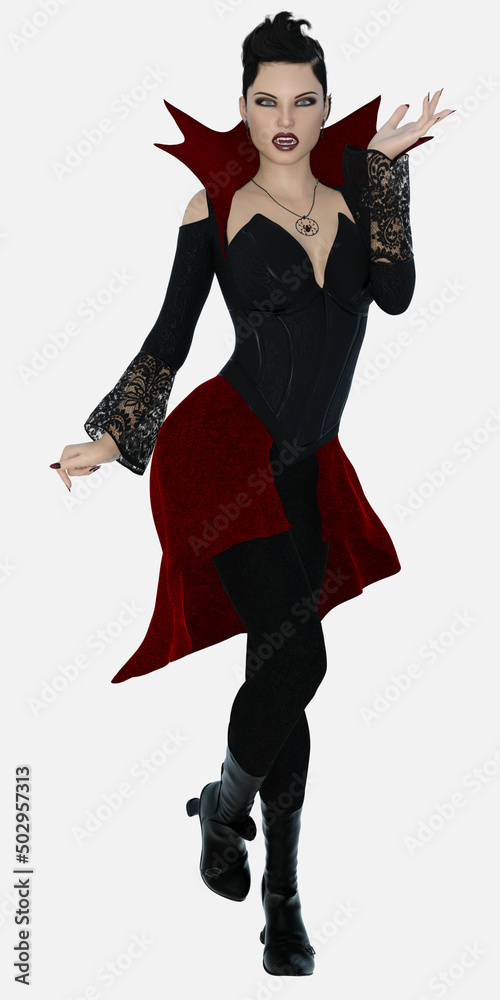 Full length portrait of Evanee, a young beautiful female woman vampire ...