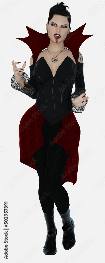 Full length portrait of Evanee, a young beautiful female woman vampire ...