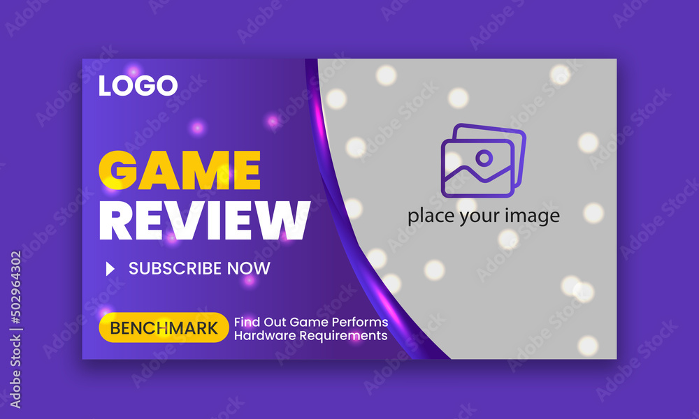 Video game review video thumbnail and web banner template. Editable ...
