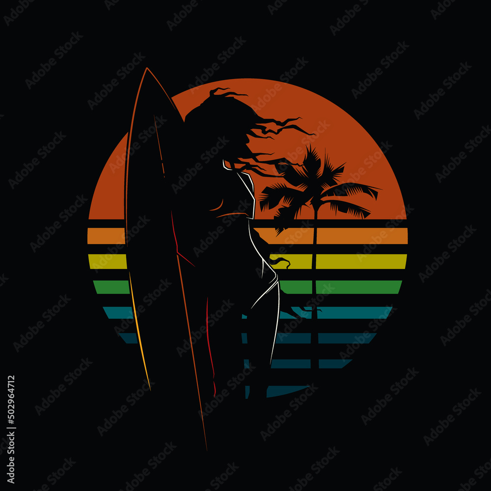 Original vector illustration in the style of the 80s and 90s. A girl ...