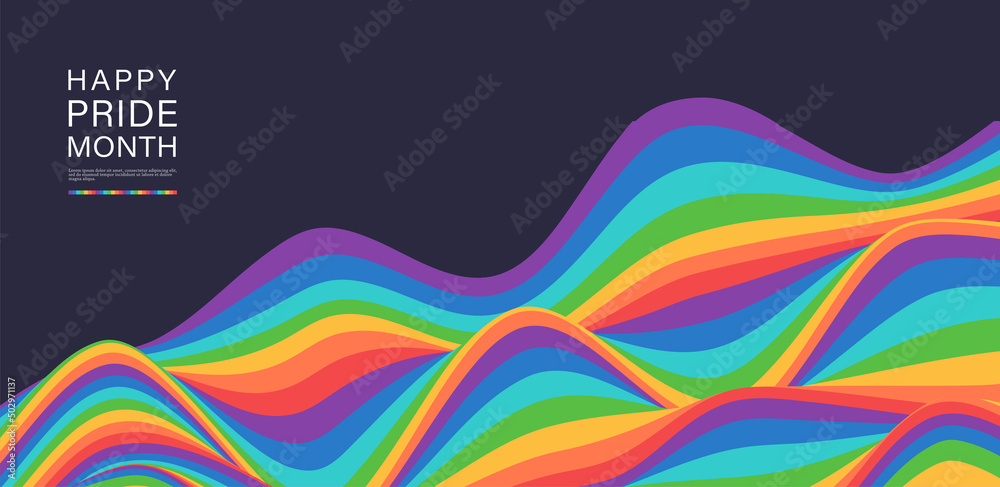 LGBTQ pride month background. Rainbow wave shape color illustration ...