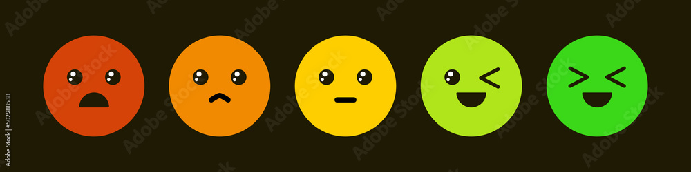 Cute smiley. Rating scale or pain scale in the form of emoticons ...