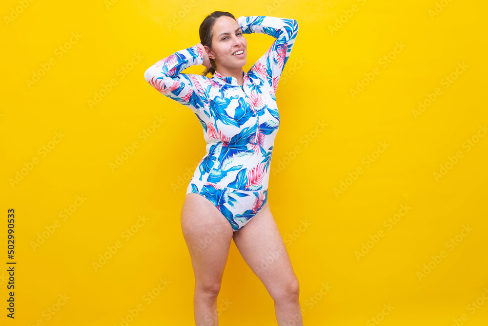Sexy Mature Mexican Woman In Her 40s Wearing Bikini Smiling Looking At